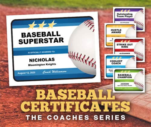Baseball Certificates Coaches Series: Editable Player Awards