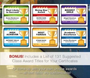 HIgh School Class Award Certificates - Editable & Fun